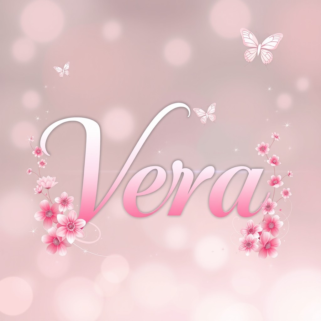 Enchanting Artwork Featuring 'Vera' in Elegant Pink Lettering
