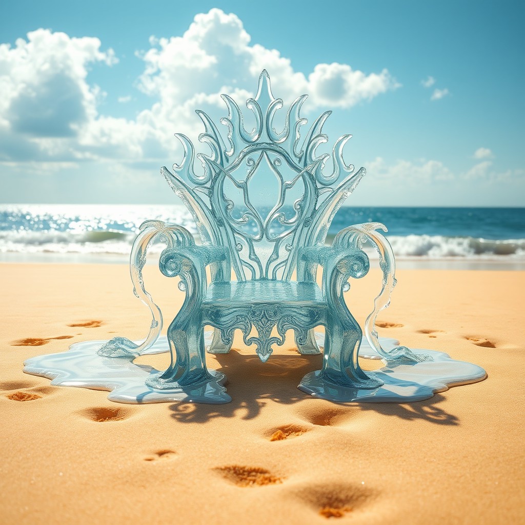 Surreal Water Throne on a Pristine Beach | Idyllic AI Creations