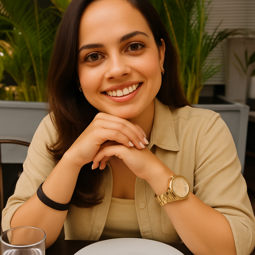 Confident Woman in Stylish Restaurant Setting - Idyllic Ideas
