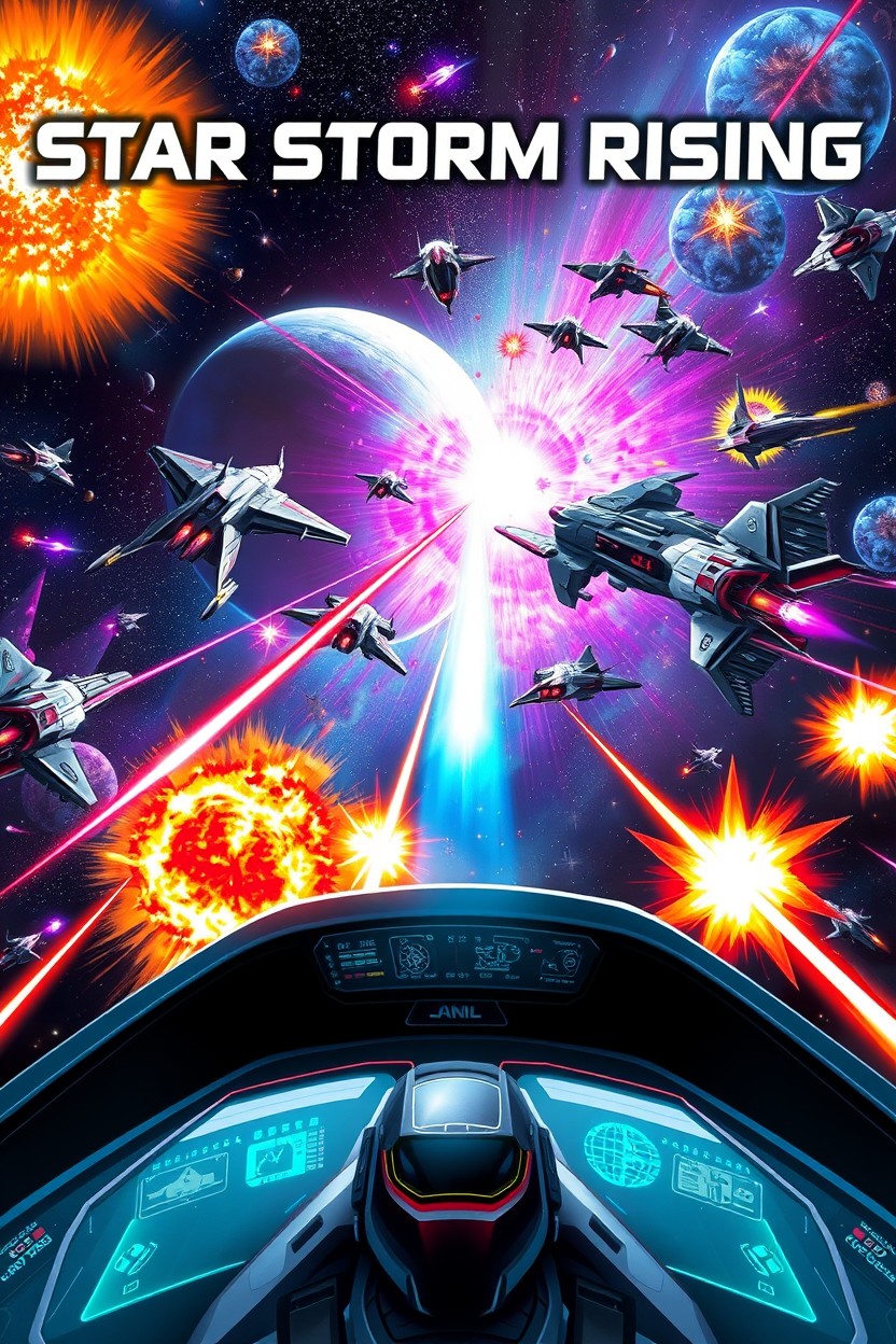 Star Storm Rising: Epic Futuristic Space Battle Illustration