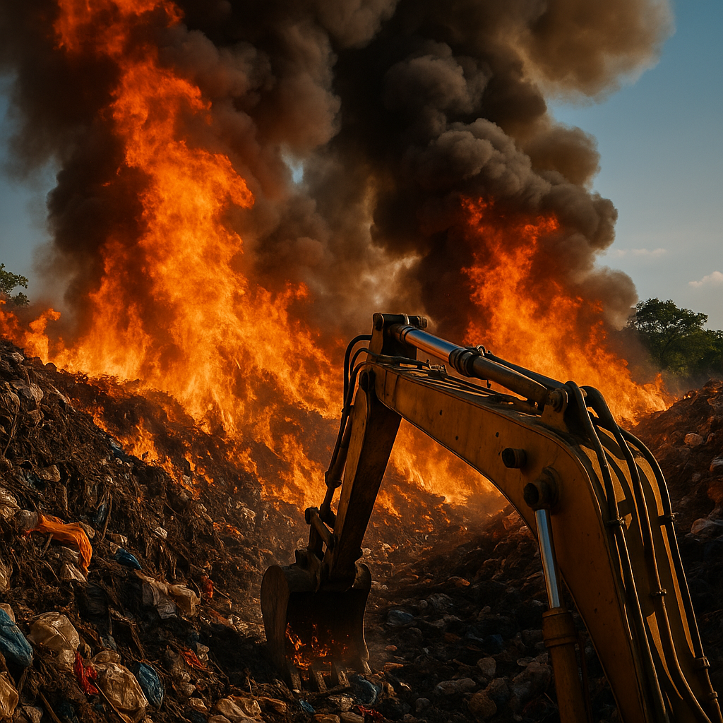 Dramatic Landfill Inferno: Environmental Impact Visualized
