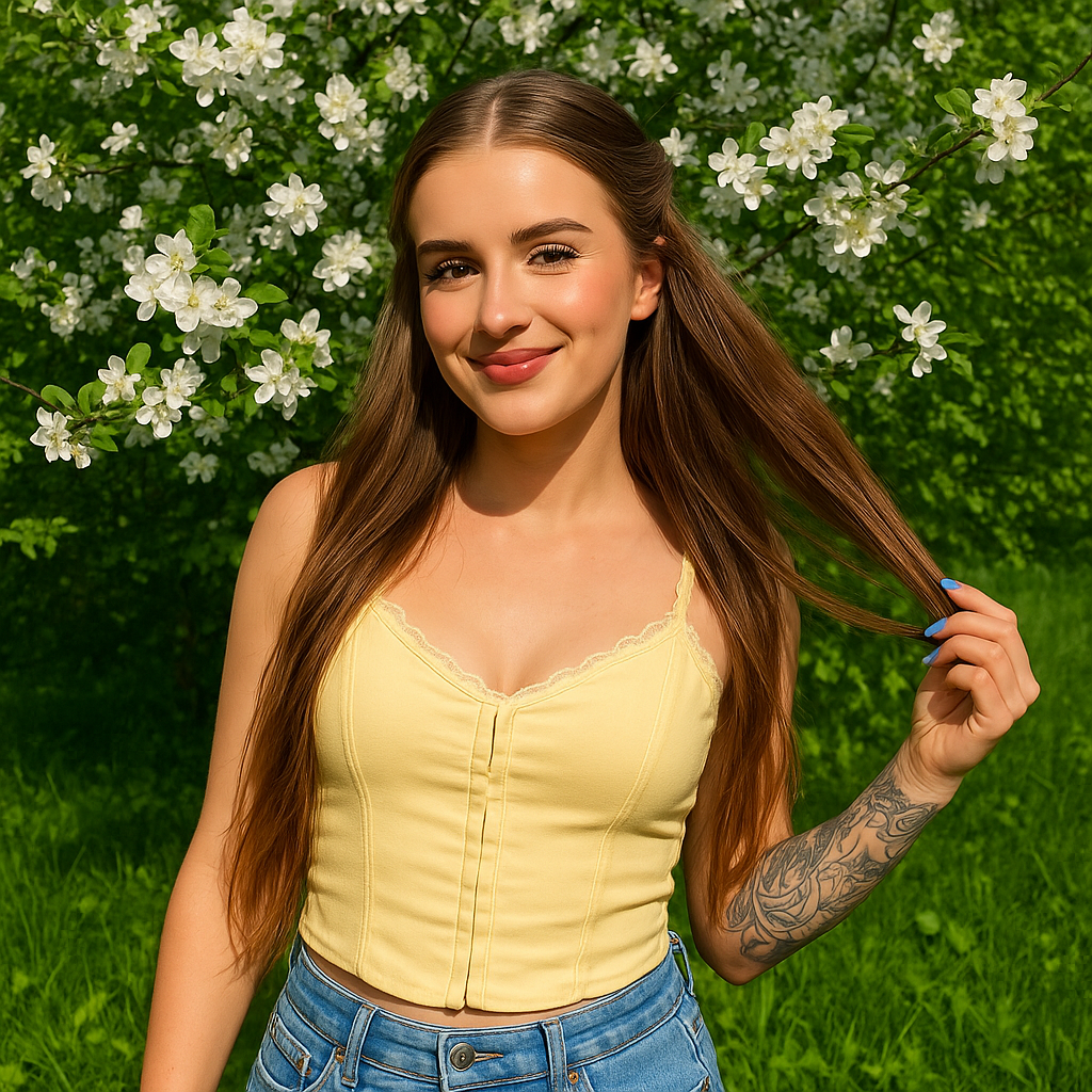 Vibrant Spring Portrait: Young Woman in Pastel Yellow | Idyllic