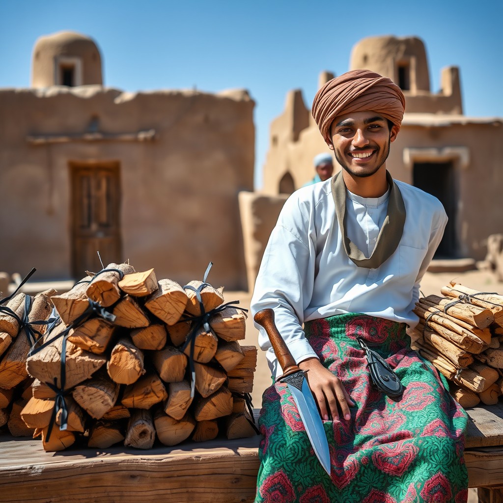 Traditional Hadramaut Lifestyle: Firewood Seller in Yemeni Heritage