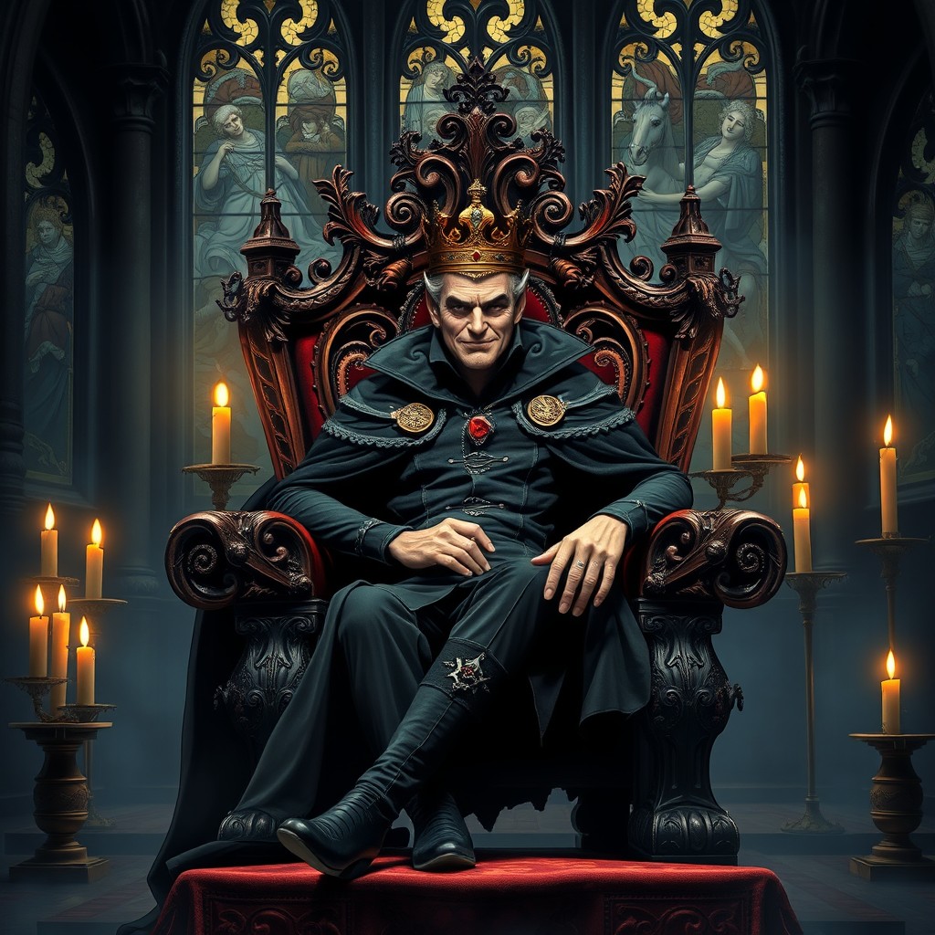 Evil Prince on Throne: A Dark Royalty Concept