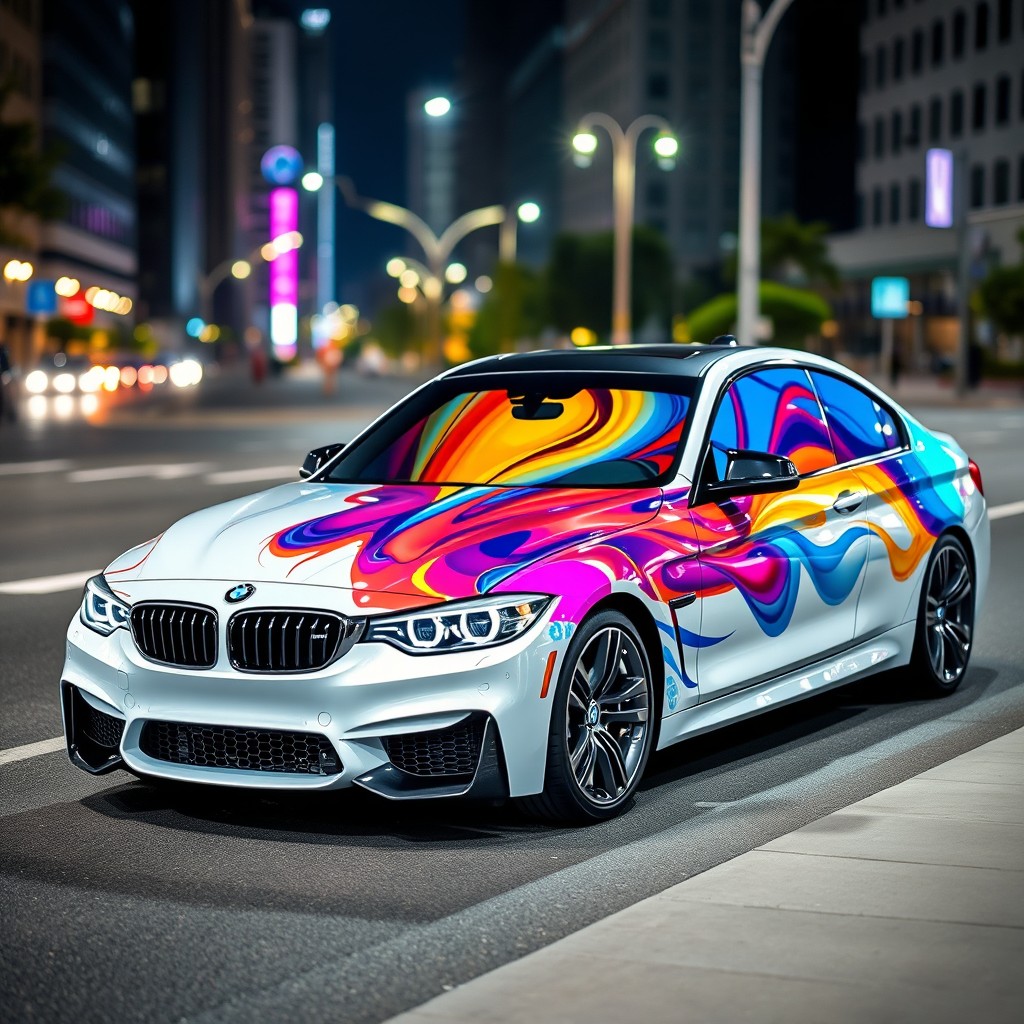 Vibrant Transformation: A Colorful BMW in Urban Bliss
