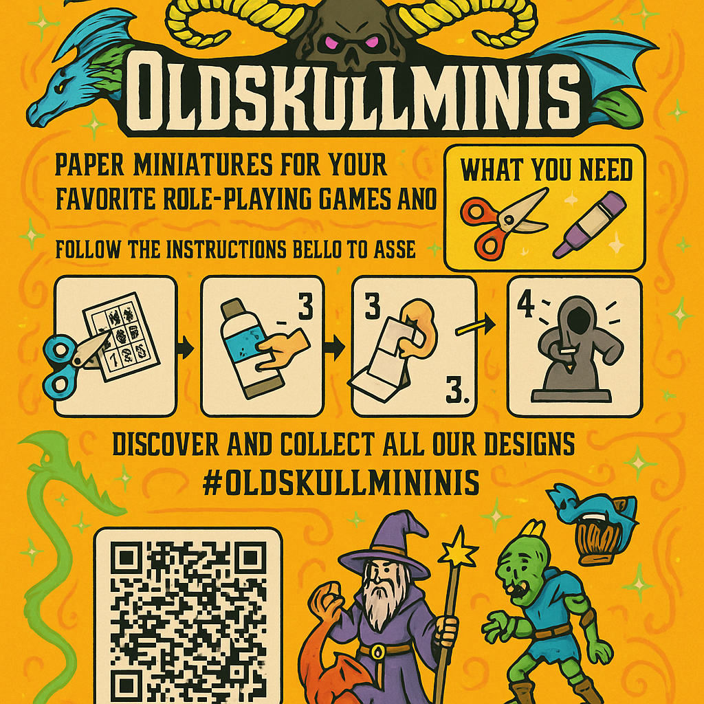 Vibrant Package Design for OldSkullMinis: Role-Playing Game Miniatures