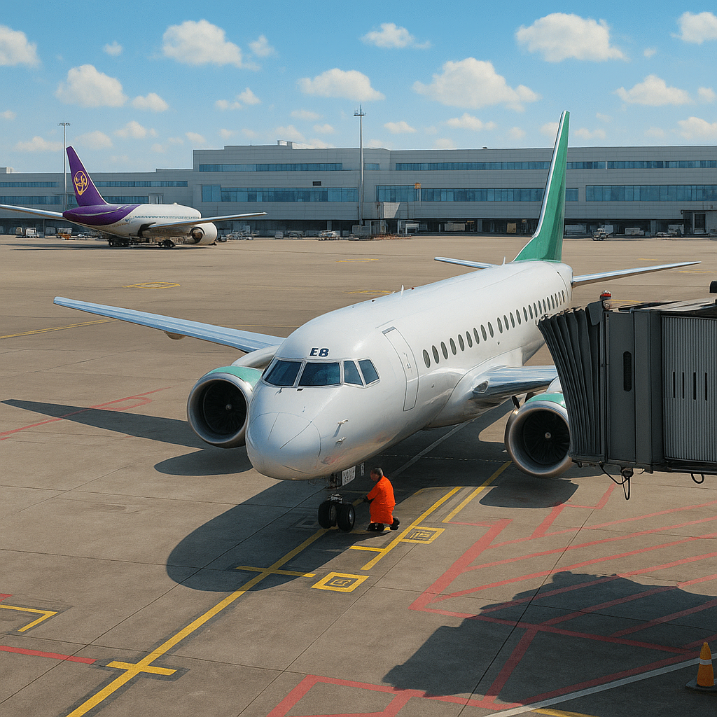 Dynamic Airport Scene: Experience the Hustle and Bustle of Air Travel