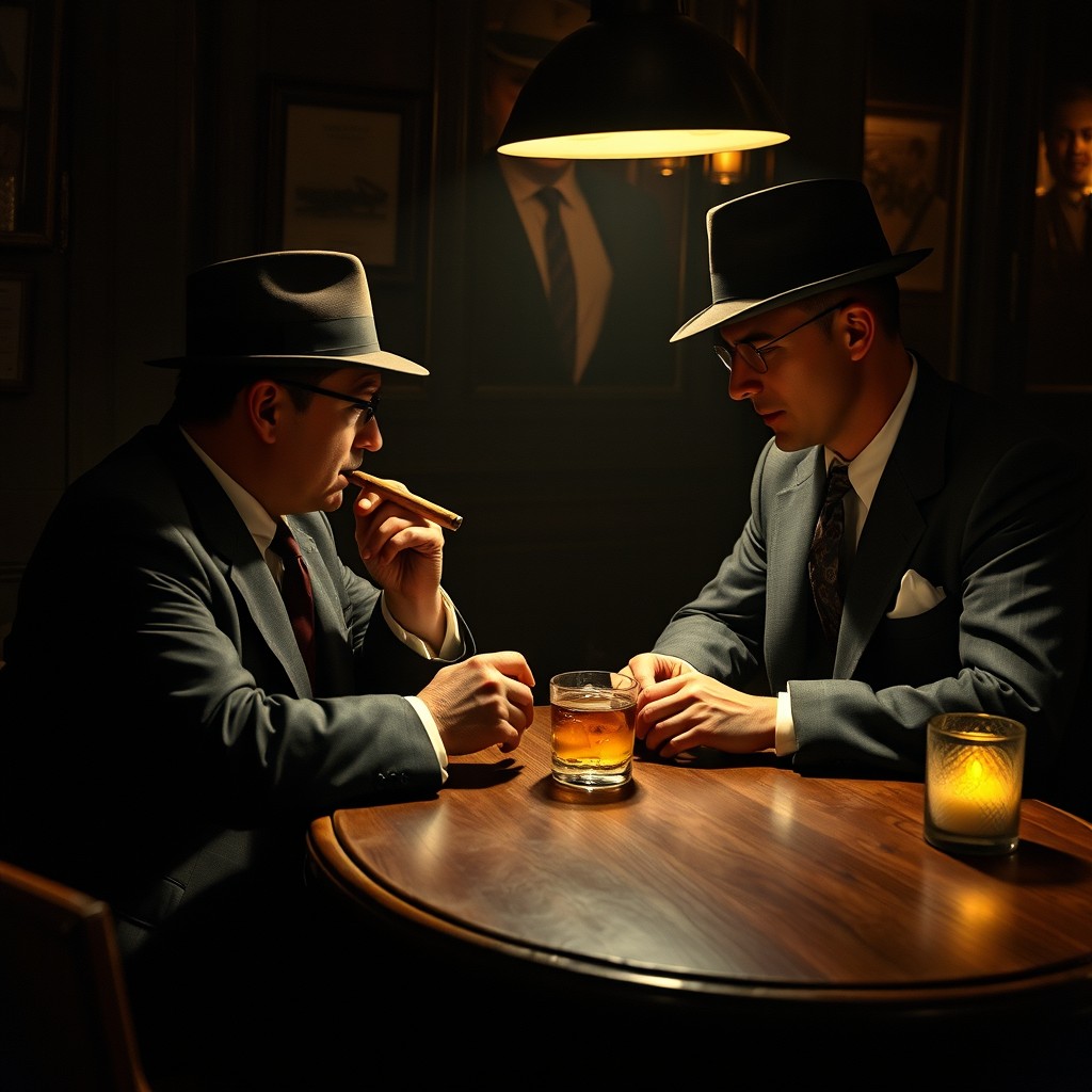 Classic 1950s Mobster Meeting - Vintage Speakeasy Scene
