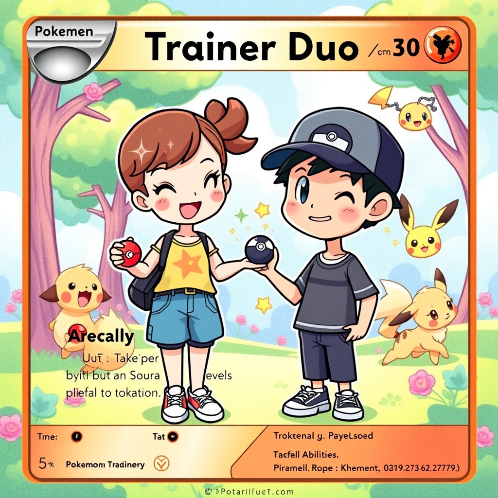 Custom Pokémon Trading Card: Celebrate Your Trainer Duo