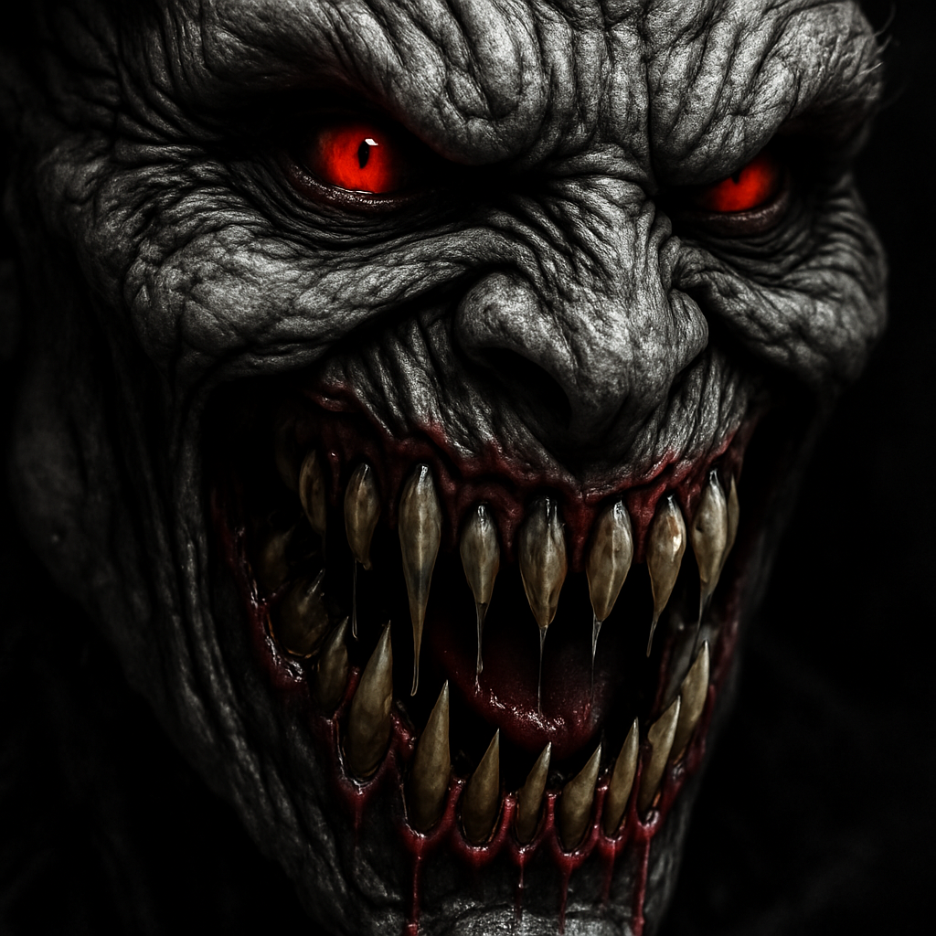 Grotesque Monster Close-Up: Terrifying AI-Generated Horror Art