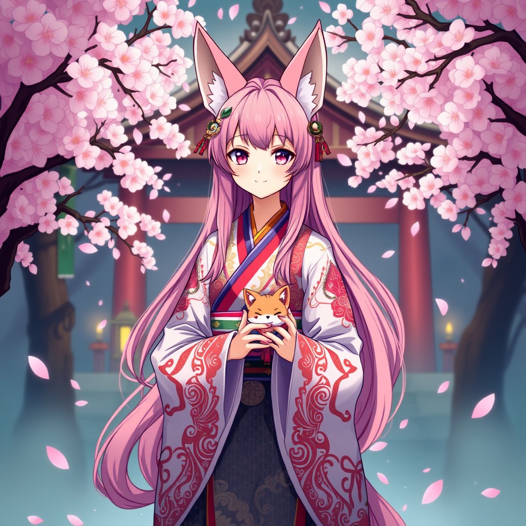 Enchanting Yaé Miko: A Mystical Shrine Maiden Illustration