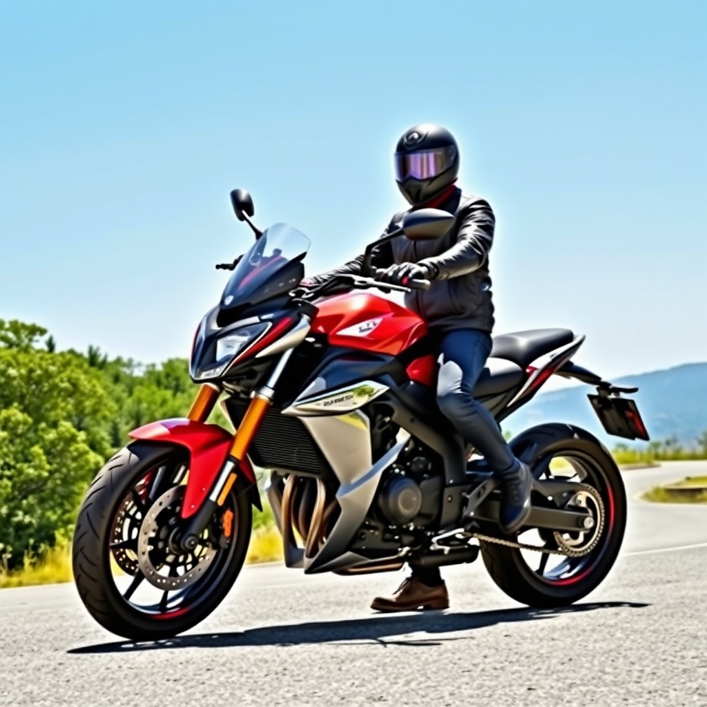 Unleash Adventure: Captivating Motorcycle Rider in Scenic Backdrop