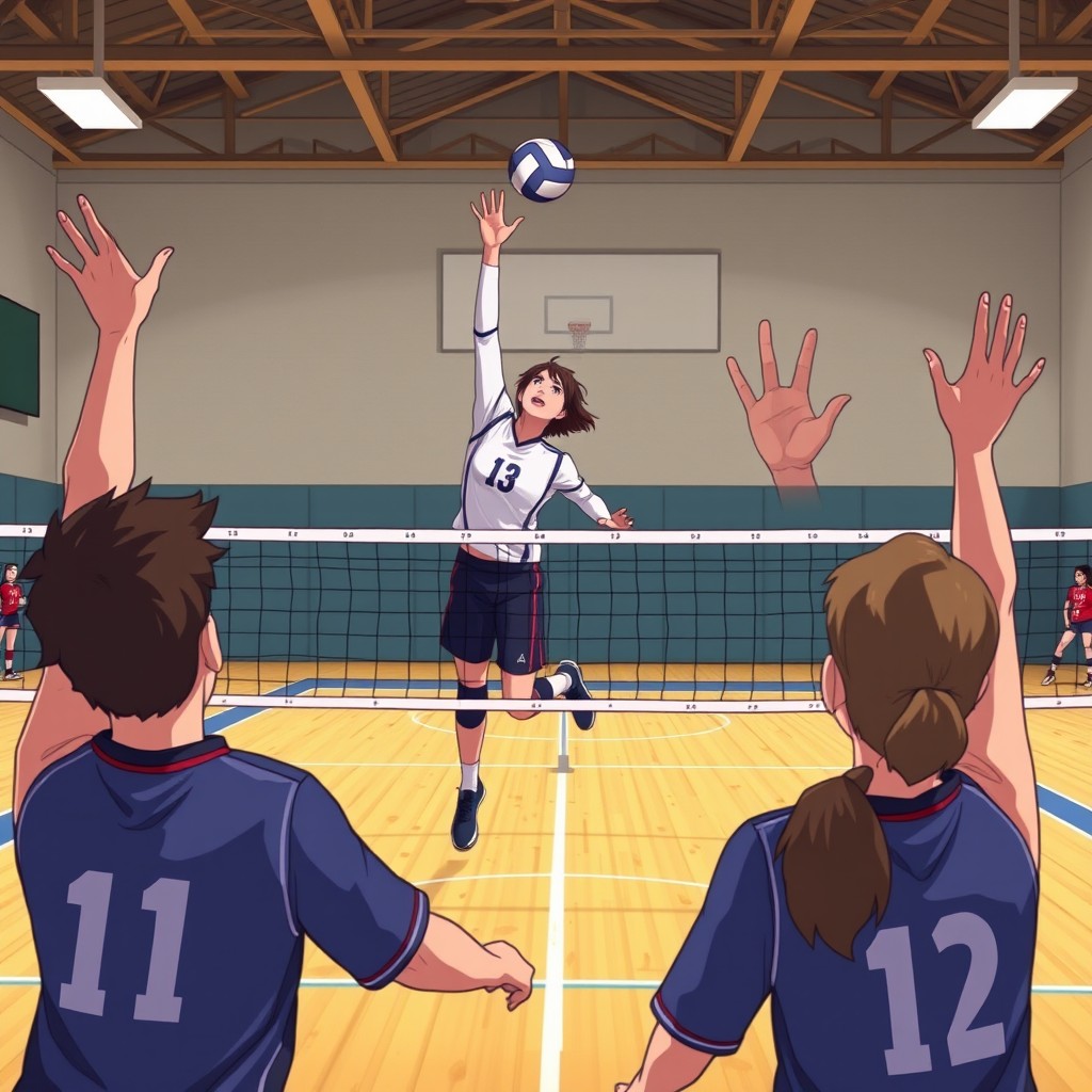 Dynamic Volleyball Practice Scene - Intense Action Captured