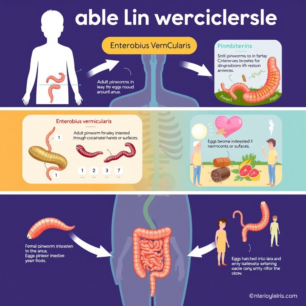 Explore the Life Cycle of Pinworms: Educational Illustration