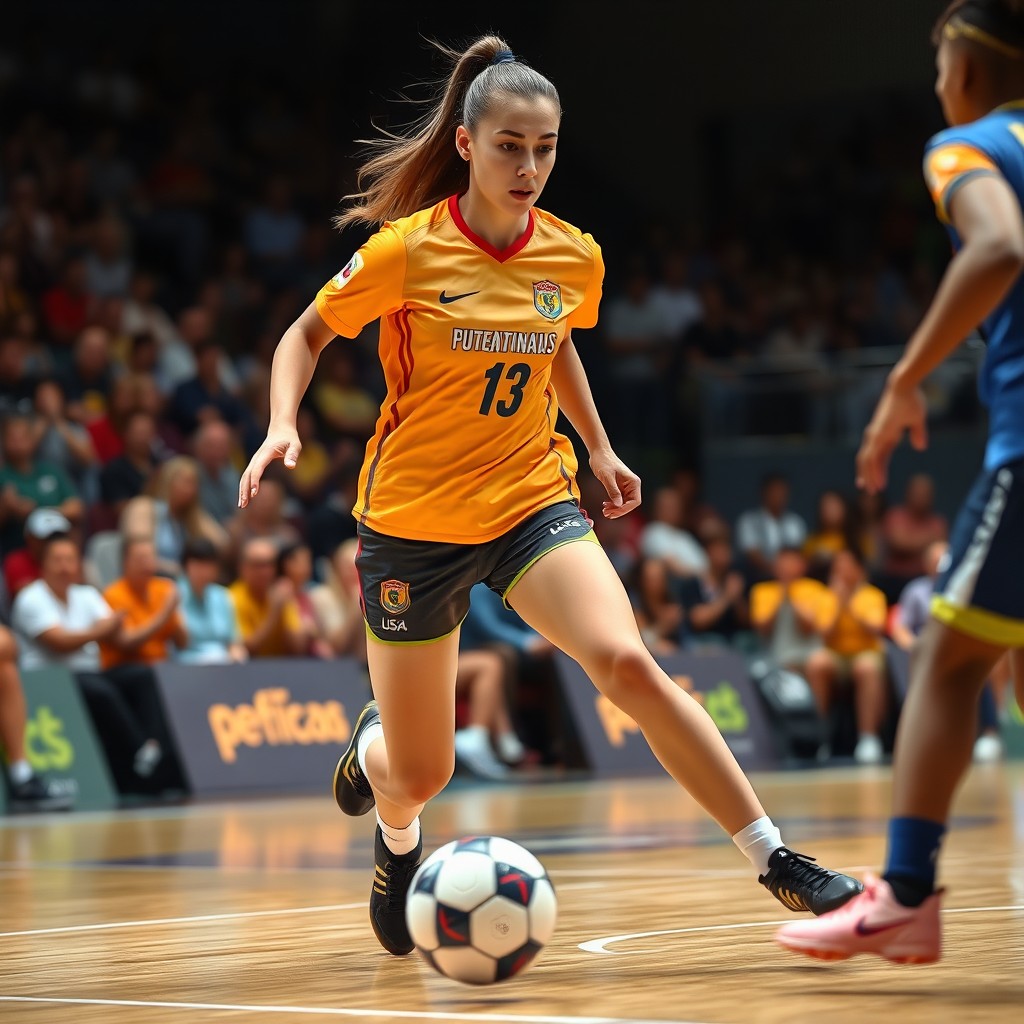 Inspiring Female Futsal Player Showcases Skill and Agility