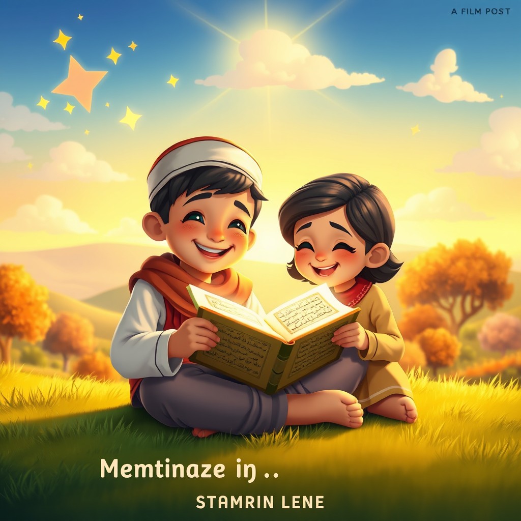Heartwarming Animated Poster: A Young Boy's Journey of Faith and Friendship