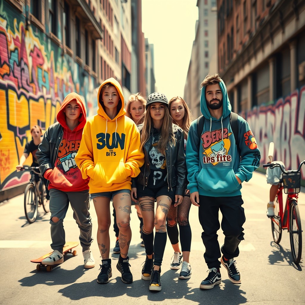 Vibrant Street Fashion and Graffiti Art: Capturing Urban Youth Culture