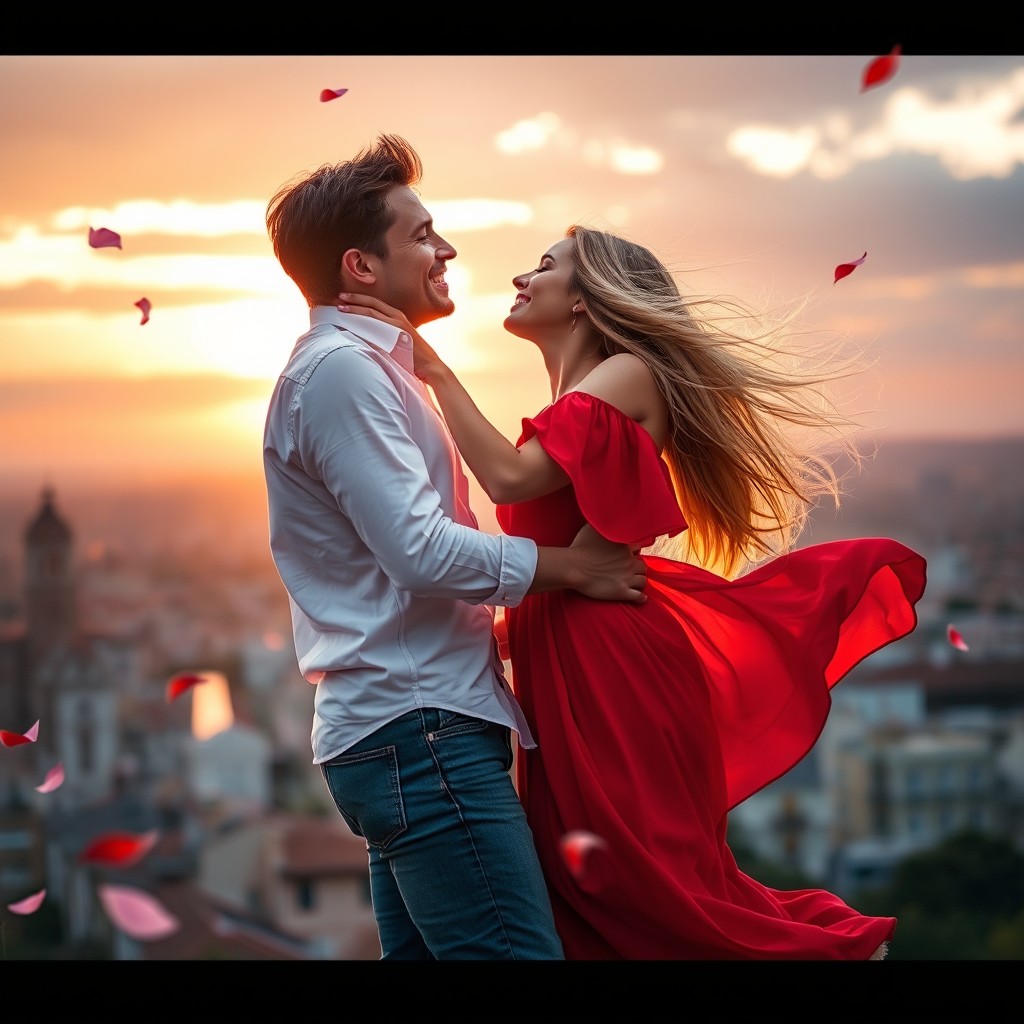 Romantic Sunset Kiss: A Captivating Love Scene