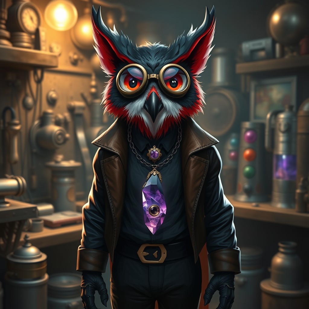 Enchanting Owlin Artificer: Black and Red Mystique