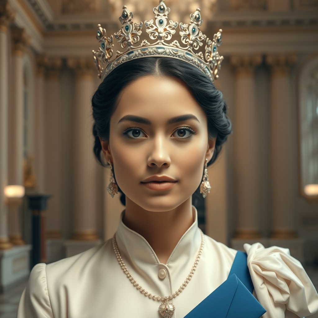 Regal Portrait: A Majestic Royal Figure Against Opulent Palace Background