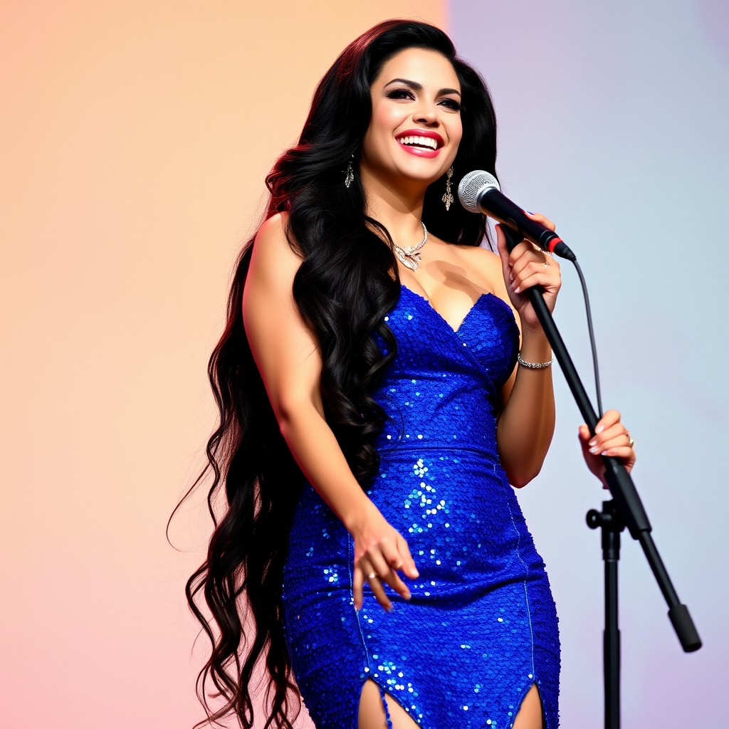 Vibrant Portrait of Selena Quintanilla: Celebrating Iconic Style and Energy