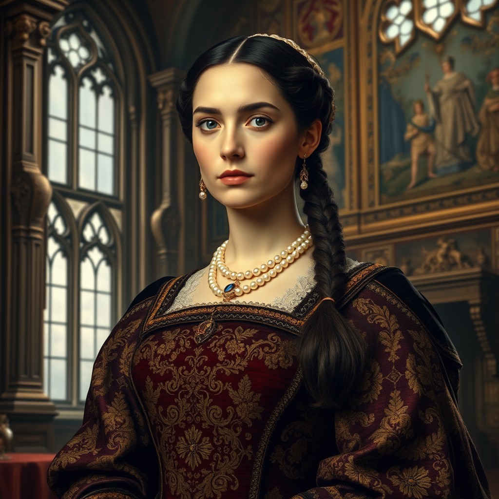 Elegant Portrait of Anne Boleyn: A Tudor Historical Tribute