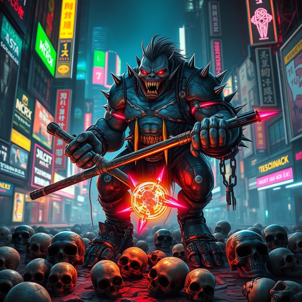 Cyberpunk Orc: A Stunning Full-Body AI Artwork