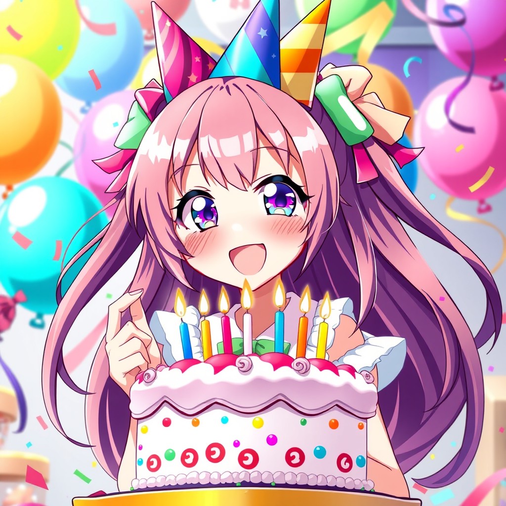 Vibrant Anime Birthday Celebration | Colorful Party Scene