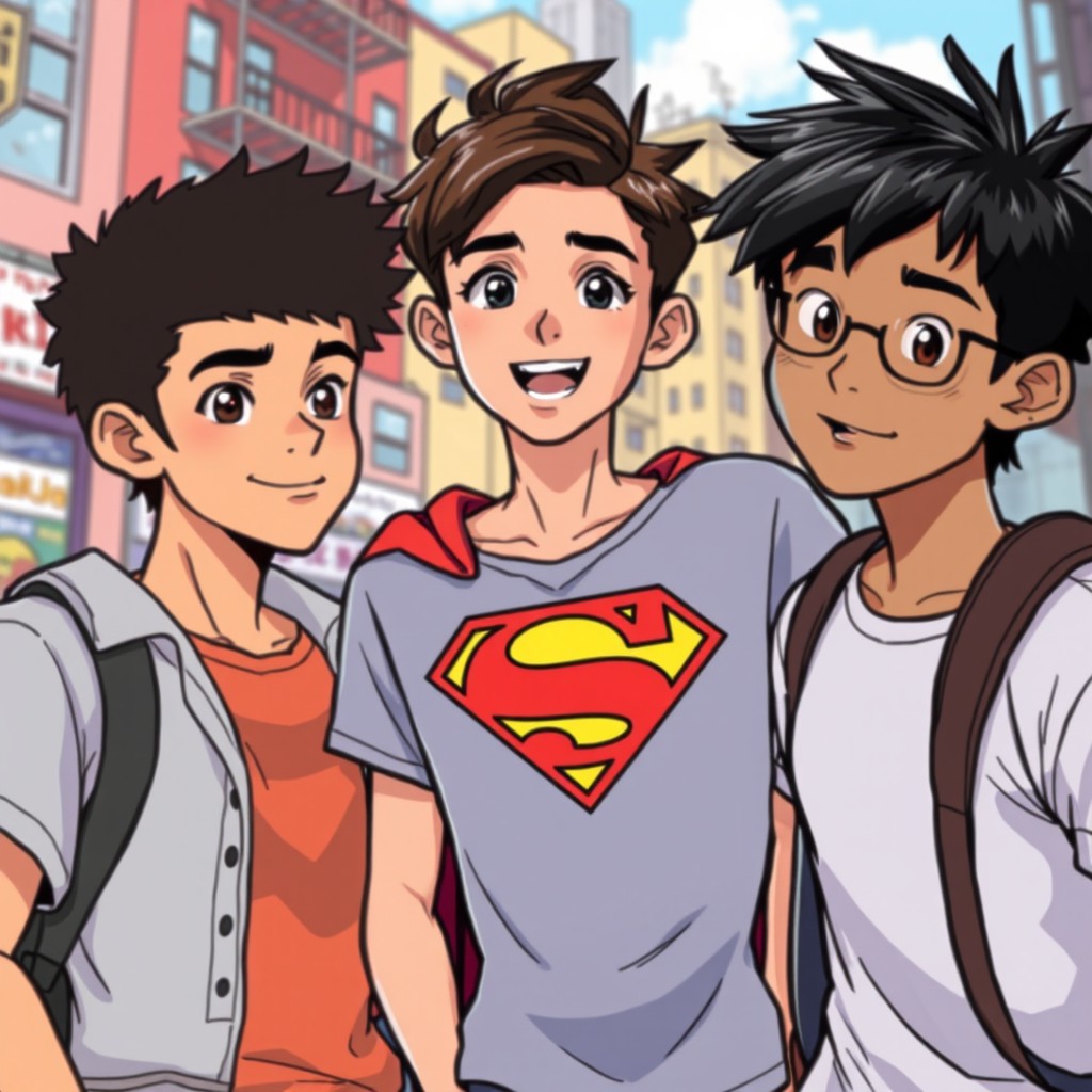 Dynamic Comic Style Illustration of Confident Teenage Boys