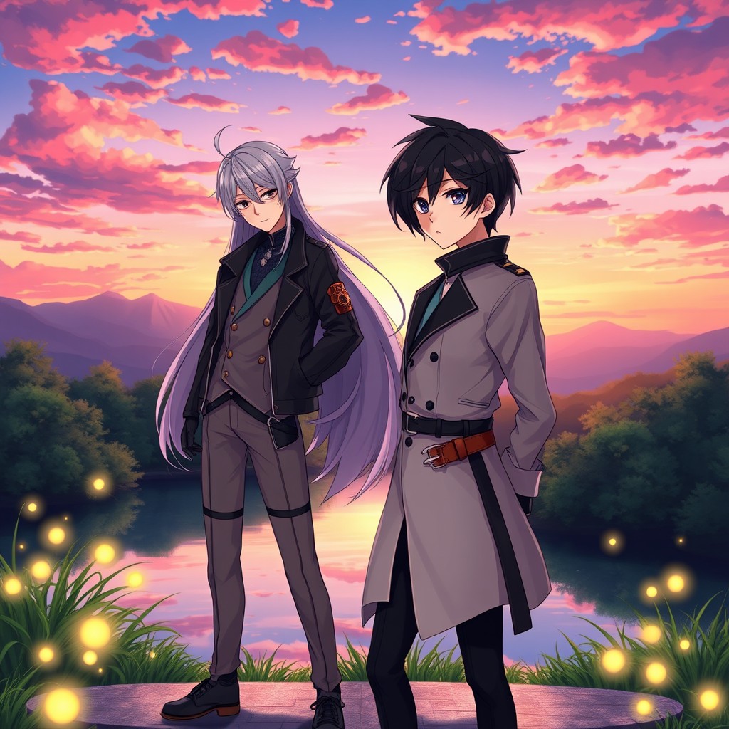 Stunning Anime Characters Against a Vibrant Sunset | Idyllic Ideas