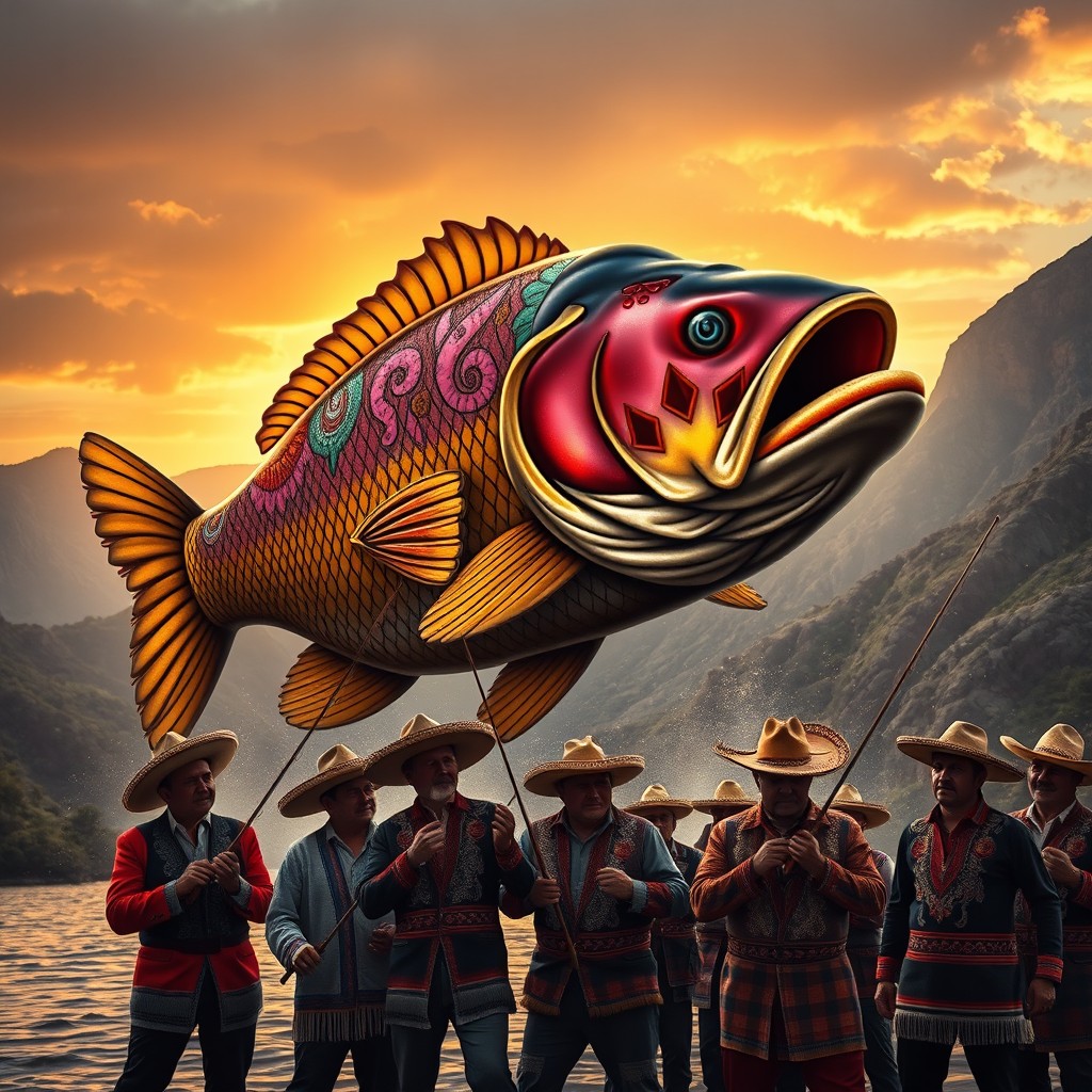 Dramatic Mexican Cartel Carp Fishing Scene | Idyllic AI Art