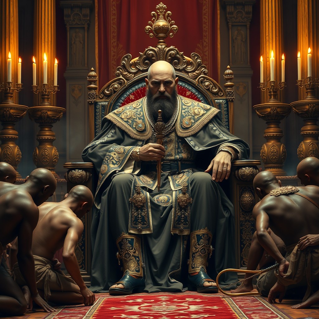 Majestic Bald King on Throne: A Regal AI-Generated Scene