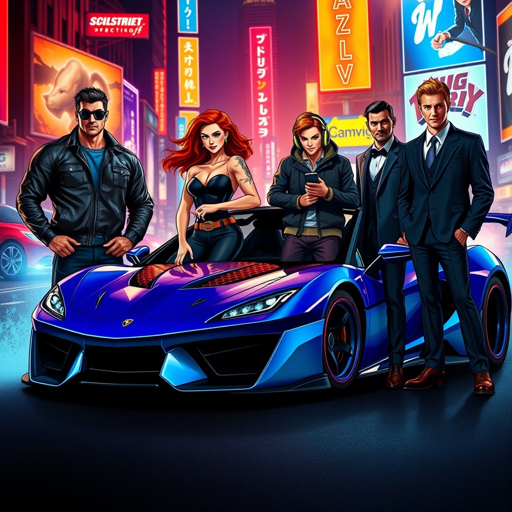 High-Octane Street Racing Scene: Original Characters Bring Action to Life