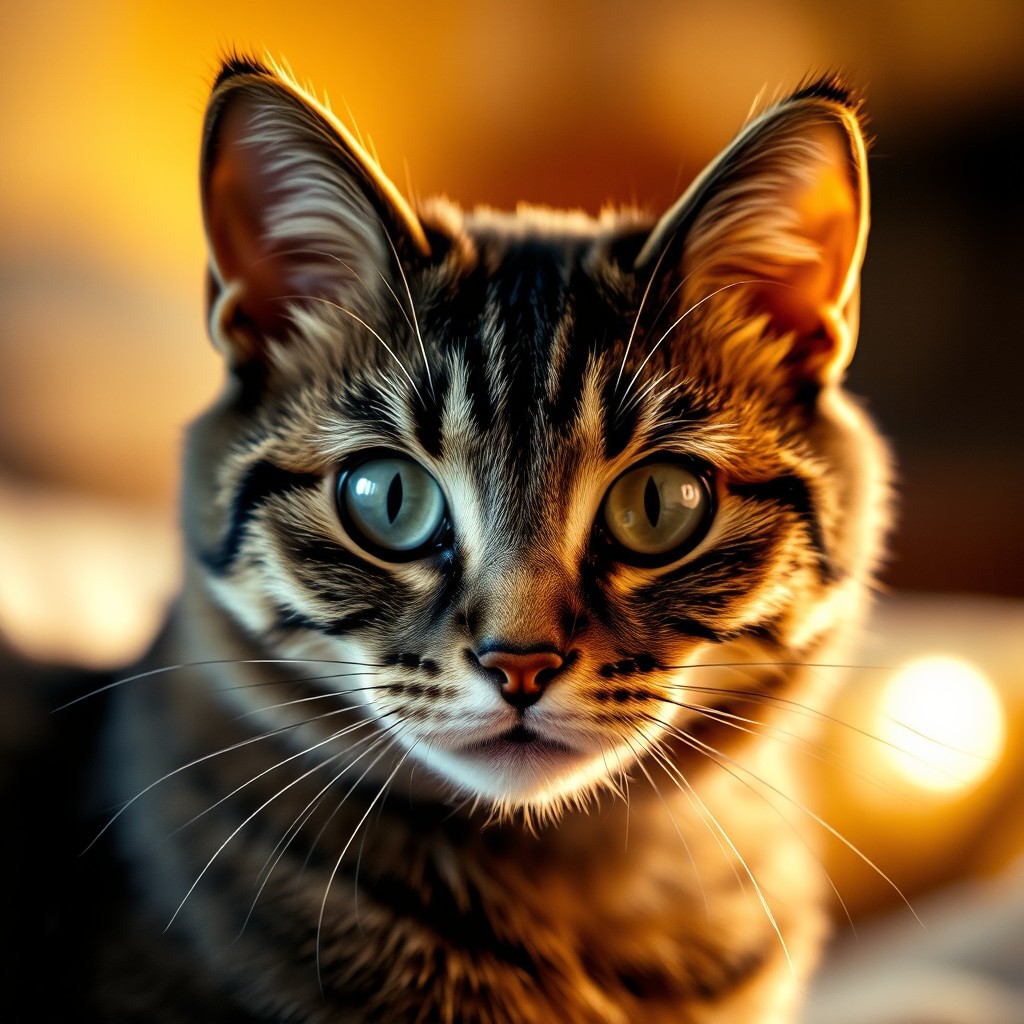 Captivating Close-Up Portrait of a Cat with Stunning Fur Texture