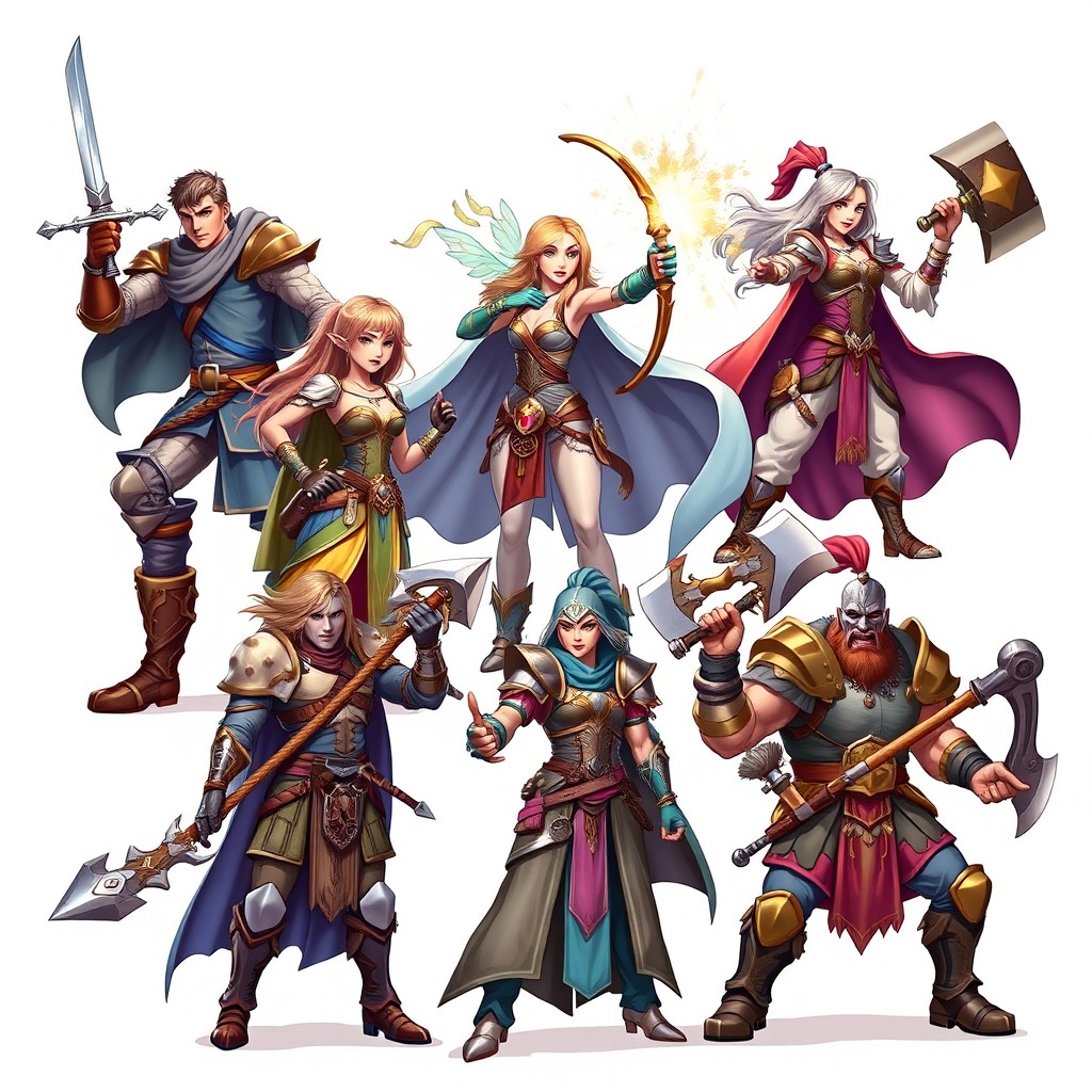 Epic RPG Heroes: Vibrant Characters Ready for Adventure