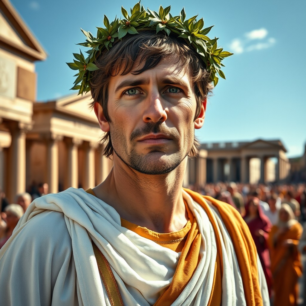 Liam Gallagher as Julius Caesar: A Striking AI Portrait