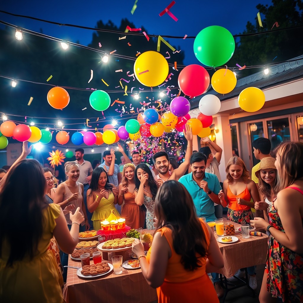 Vibrant Outdoor Party Celebration: Joyful Moments and Festive Atmosphere