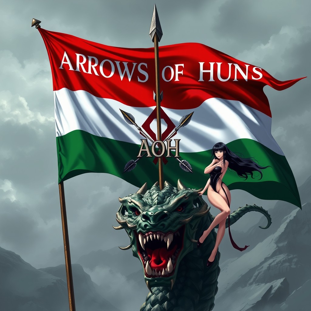 Epic Fantasy War Flag - ARROWS of HUNS