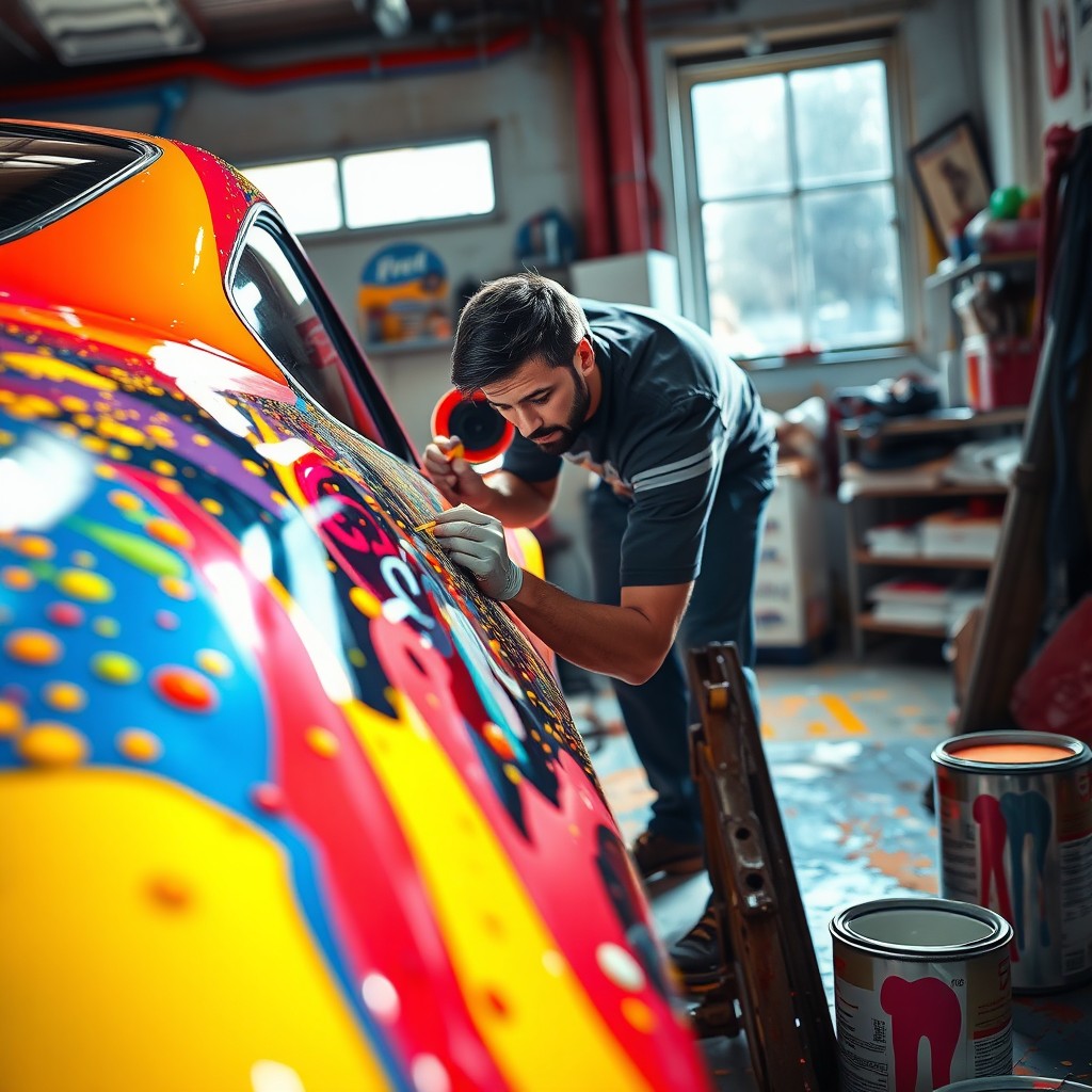 Vibrant Car Painting Process - An Artistic Journey
