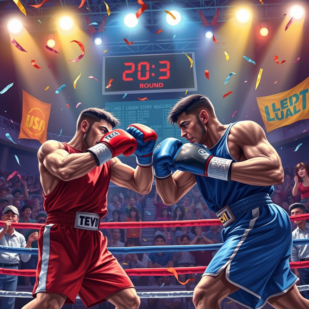 Vibrant Boxing Showdown: A Dynamic AI-Generated Artwork