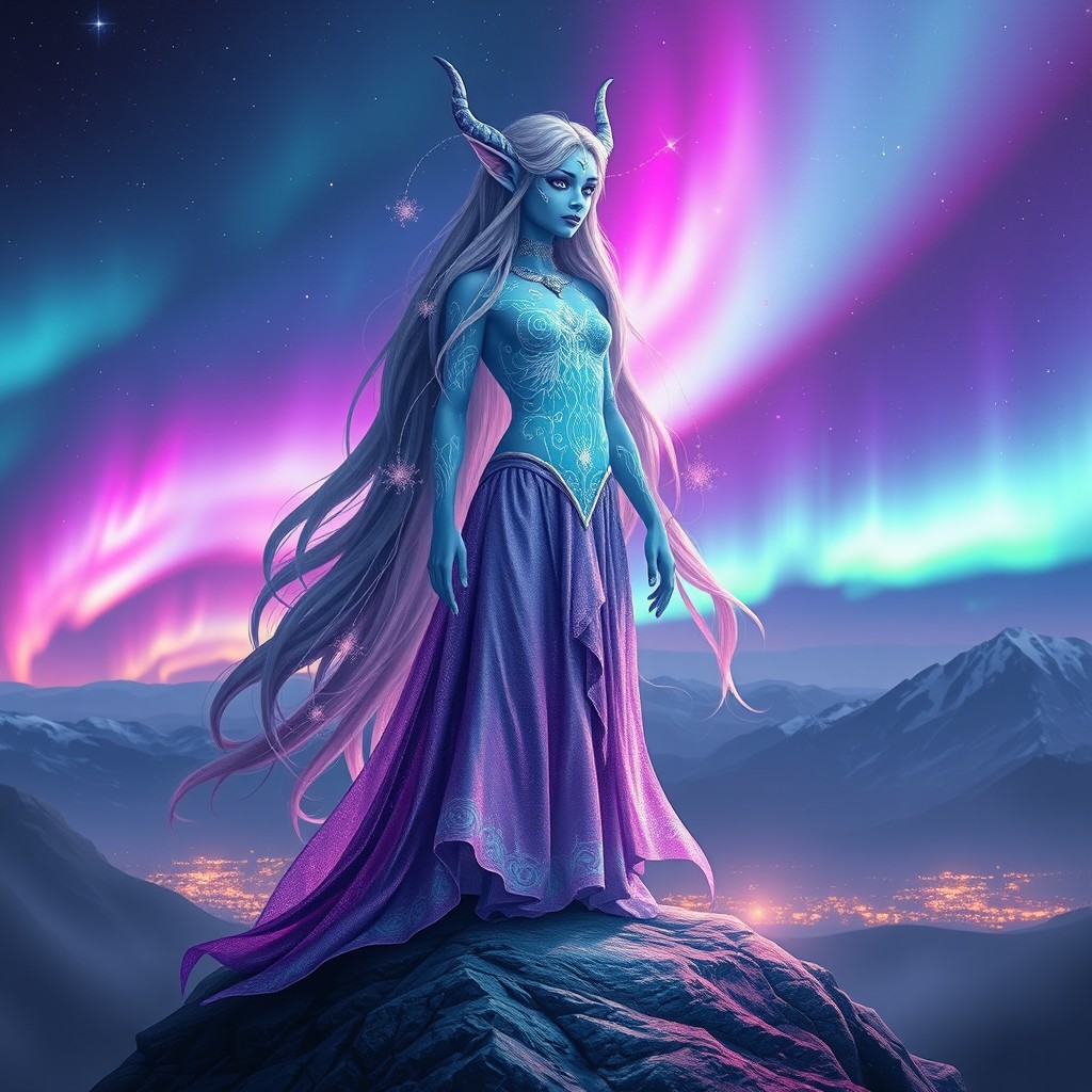 Majestic Astral Elf: A Fantastical Celestial Scene