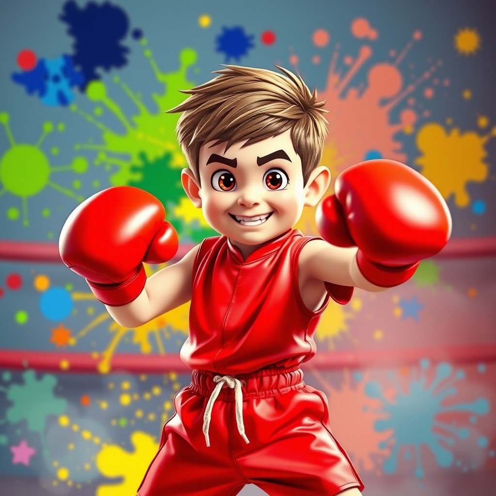 Vibrant Youthfulness in Boxing: Boy and Man in Colorful Settings