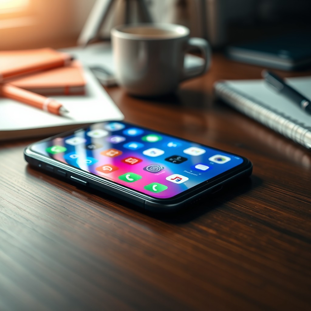 Sleek Modern iPhone on a Stylish Desk - Elevate Your Workspace