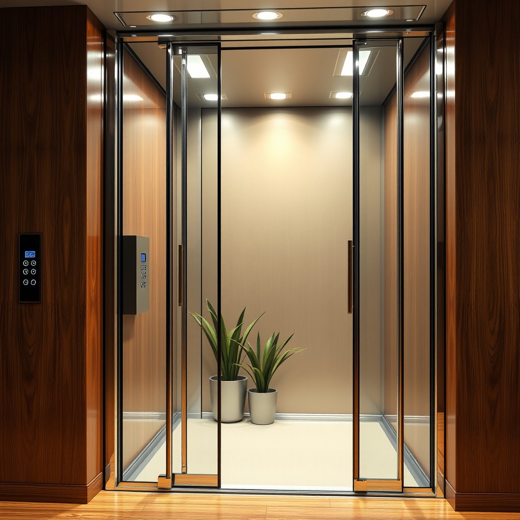 Elegant Modern Home Lift Design with Glass Doors and Warm Ambiance