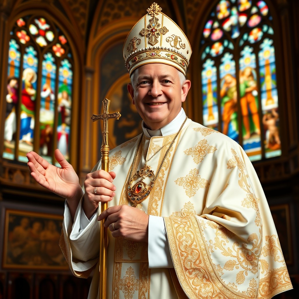 Regal Portrait of Nigel Clough as the Pope - A Unique AI Creation