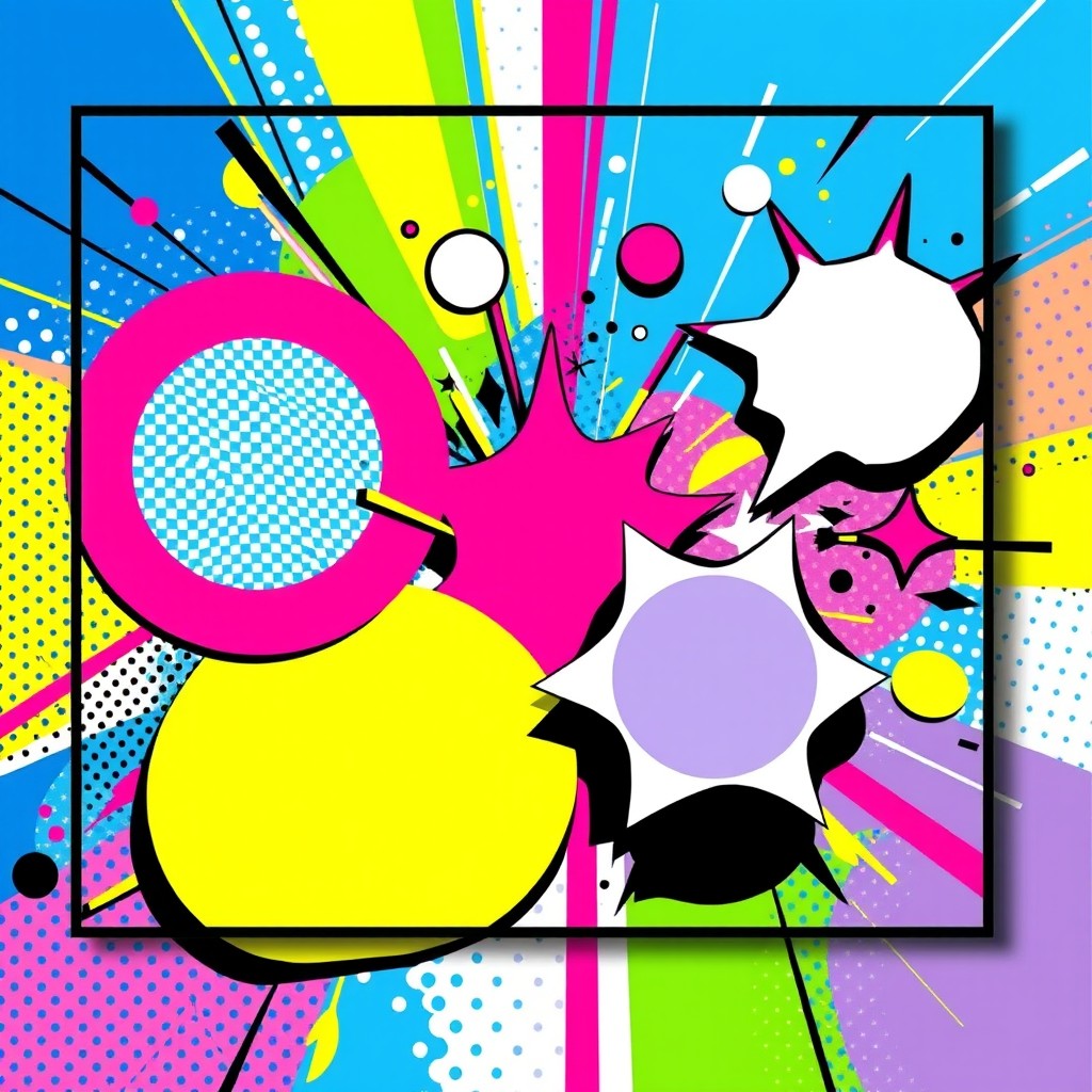 Vibrant Digital Pop Art Piece - Abstract Bold Colors and Dynamic Patterns