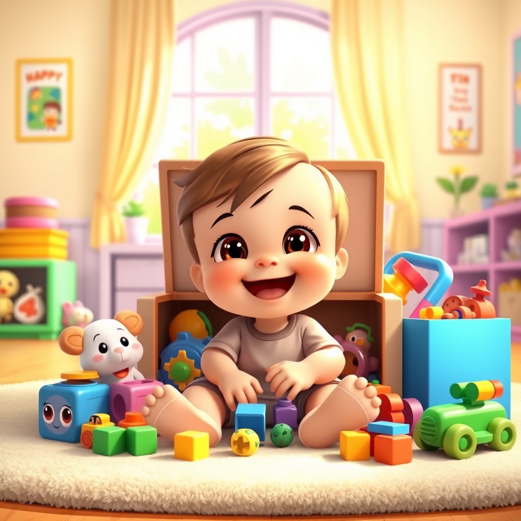 Joyful Toddler Playtime: A Vibrant Cartoon Adventure