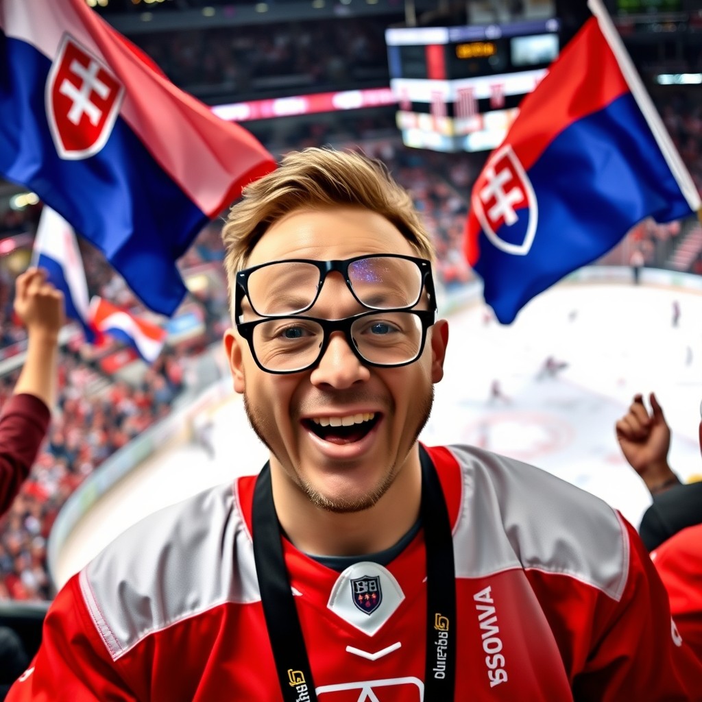 Cheering for Slovakia: A Passionate Ice Hockey Fan in Action