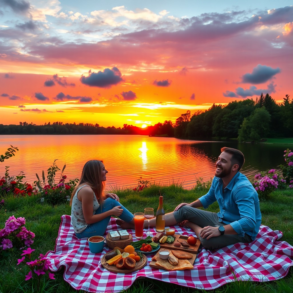 Romantic Sunset Picnic by the Serene Lake | Idyllic Ideas