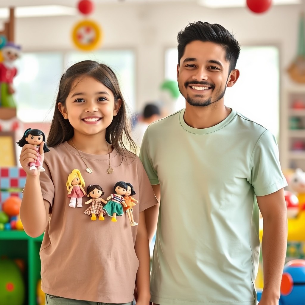 Playful Childhood Moments: Joyful Scene with Dolls and Friends